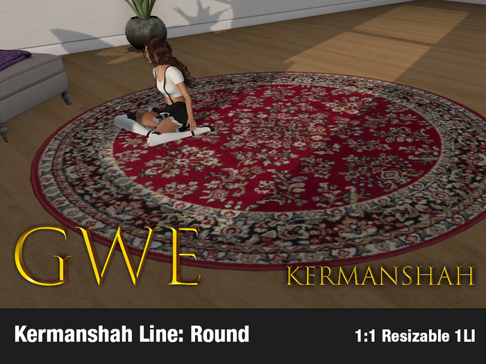 Second Life Marketplace - GWE - Kermanshah Oriental - Round Rug / Carpet